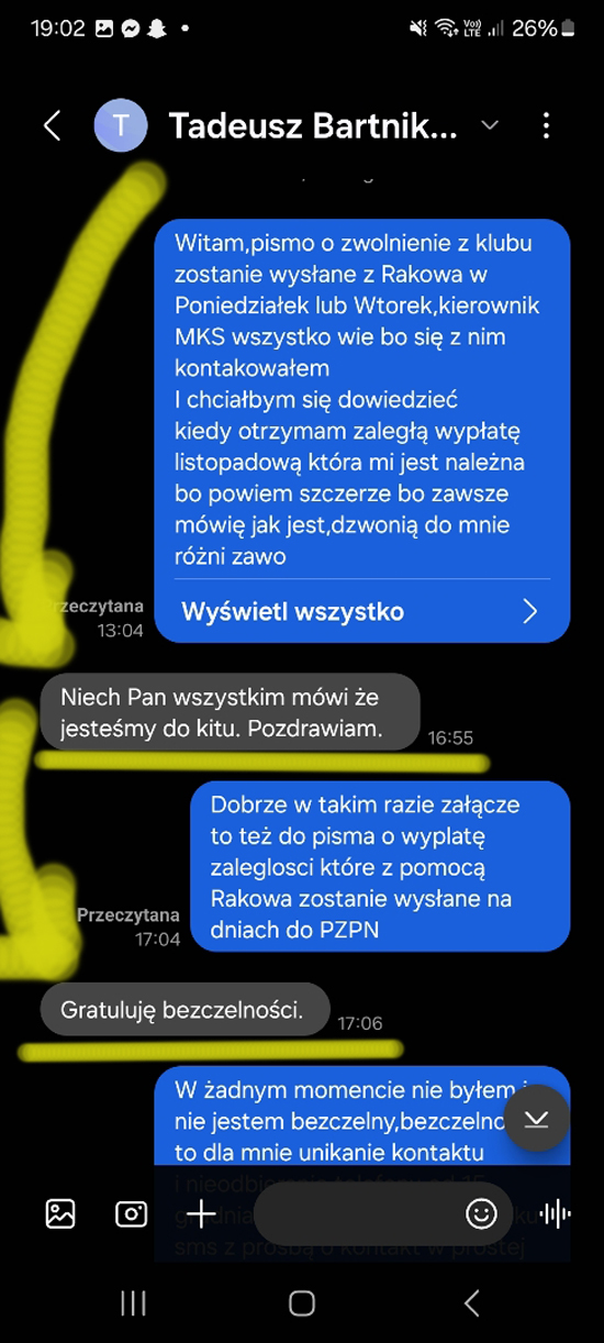 PIŁKARZE KS MYSZKÓW OTWARCIE O PREZESIE BARTNIKU: OSZUKUJE L